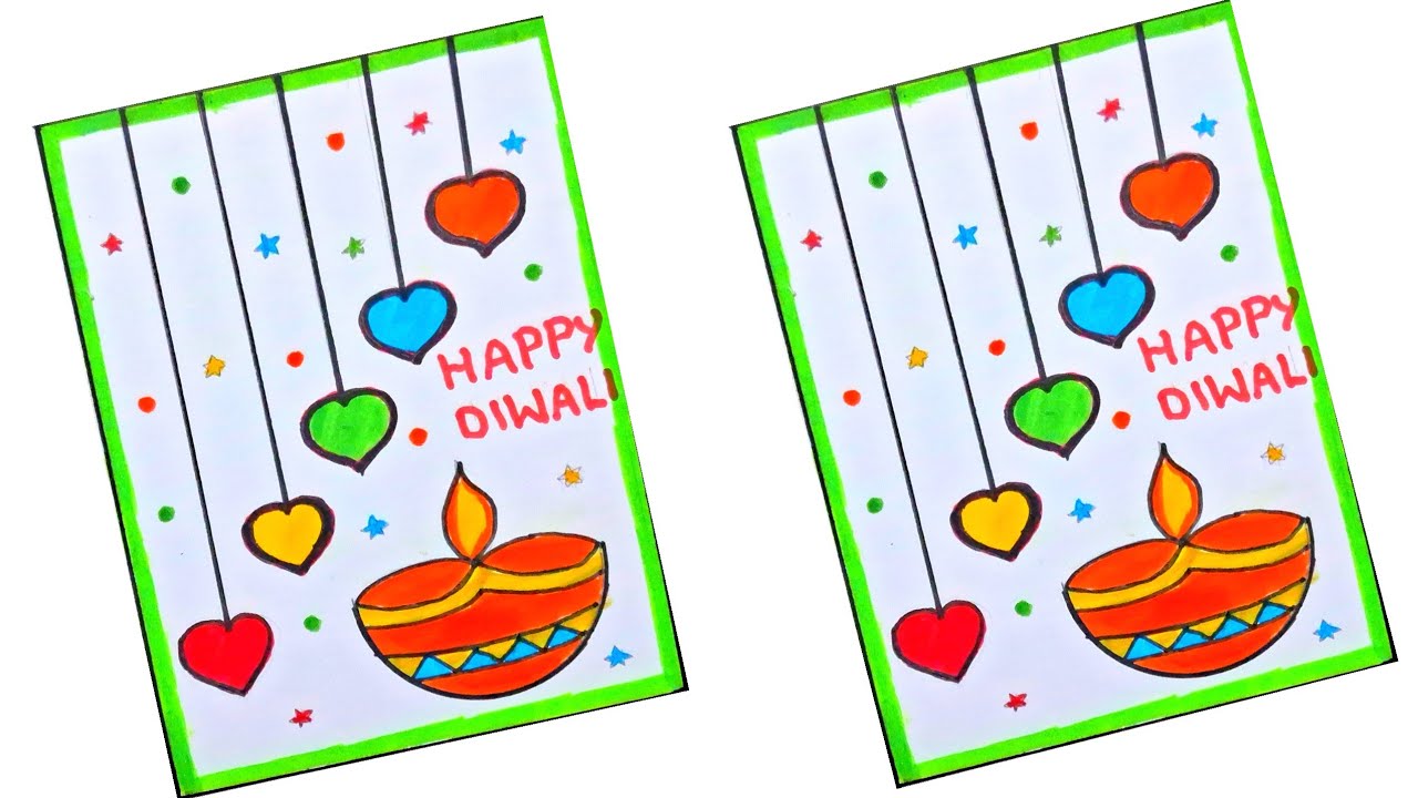 Diwali Card Making Idea / How to Draw Diwali Card Drawing / Happy ...