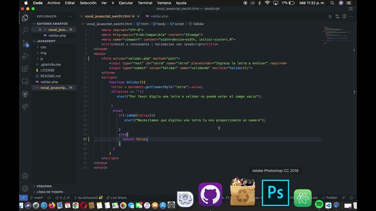 Válida si es un de un campo de texto está vacío verificando si es una ...