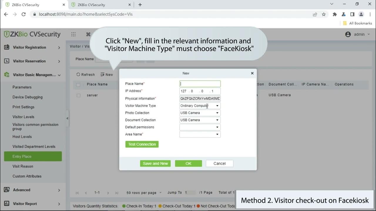 ZKBio CVSecurity Tutorial - How to setup visitor check-out on reception or Facekiosk - YouTube