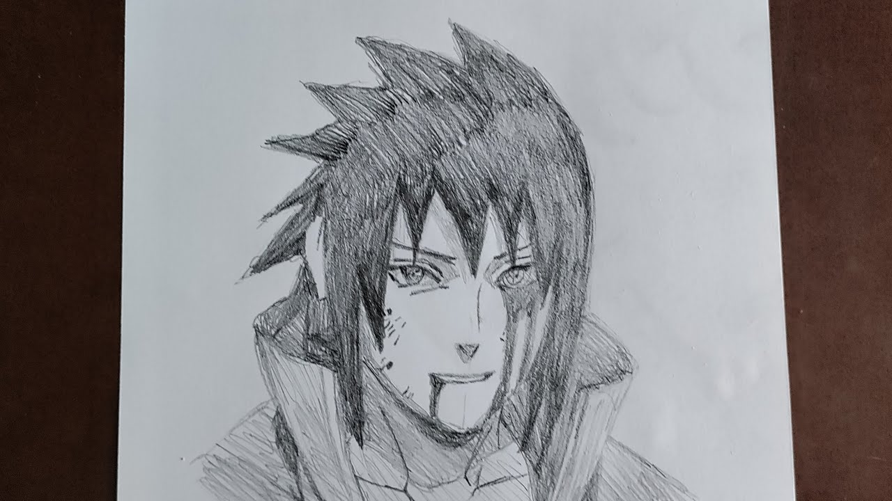 How to draw Sasuke Uchiha from Naruto - YouTube