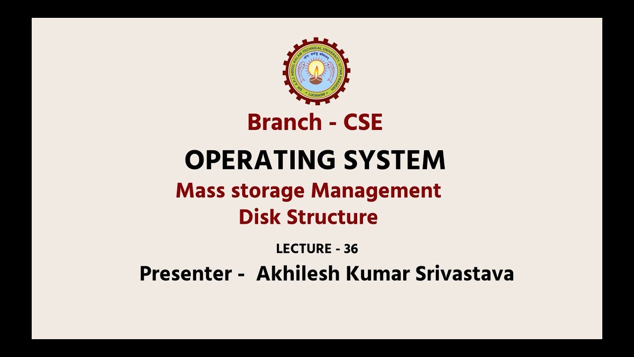 Operating Systems | Mass storage Management- Disk Structure | AKTU Digital Education - YouTube