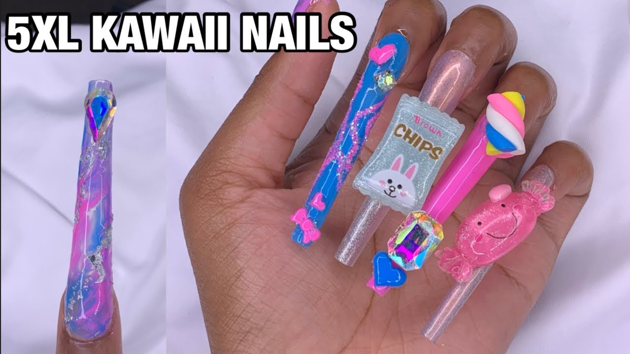 Kawaii Nails | 2 Inch Nails | | DIY 3D Nail Art | Extreme Length ...