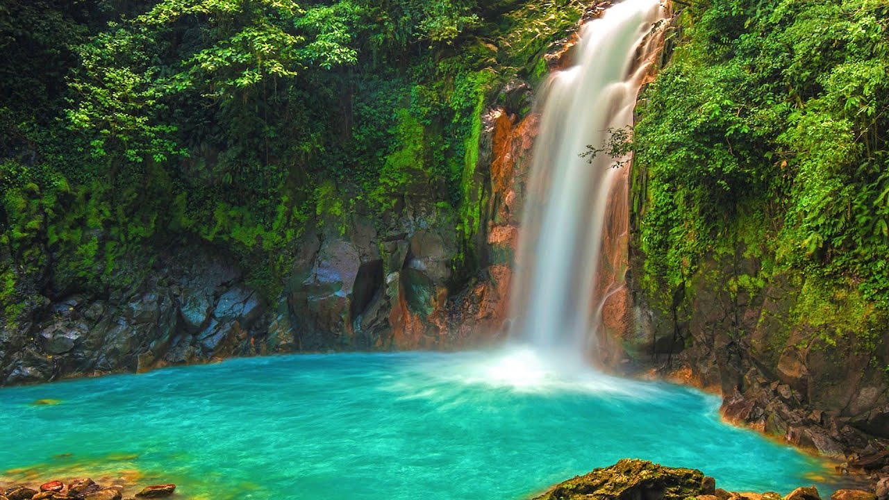 Gentle sounds of turquoise waterfall near the road. 10 hours - YouTube