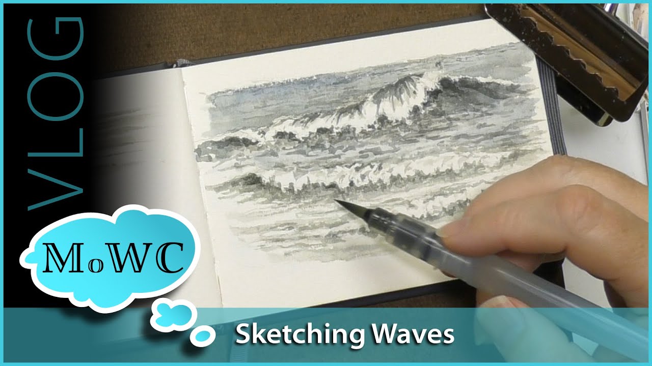 Ocean Wave Sketching and Breakdown in Watercolor on My Beach Vacation ...