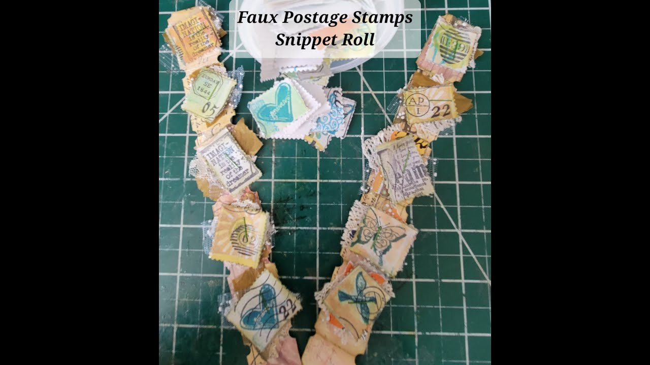 🎈🧵🎨No Sew, No Glue Faux Postage Stamp Snippets - YouTube