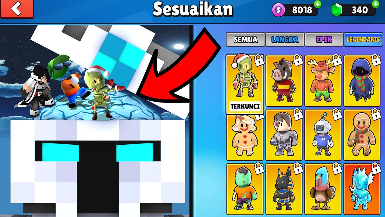 STUMBLE GUYS DI DUNIA MINECRAFT ! SKIN MR STUMBLE JADI TRANSPARAN MASUK ...