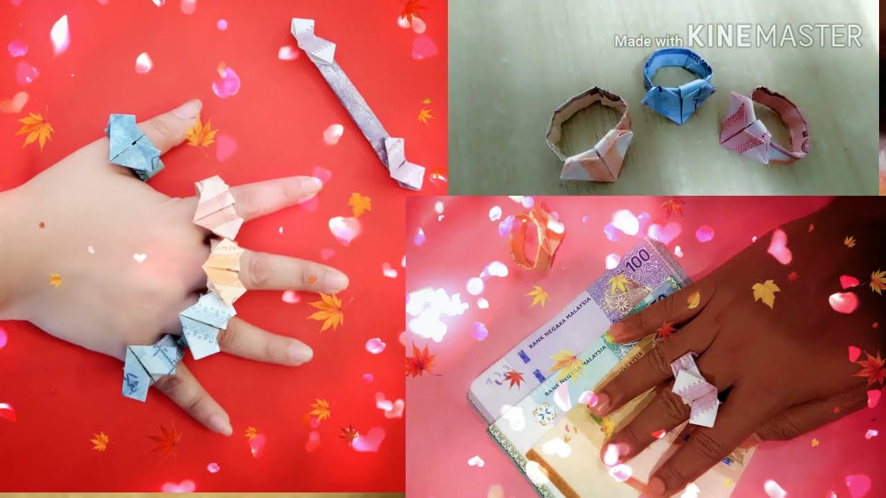 How to make Malaysia ringgit origami love rings - YouTube