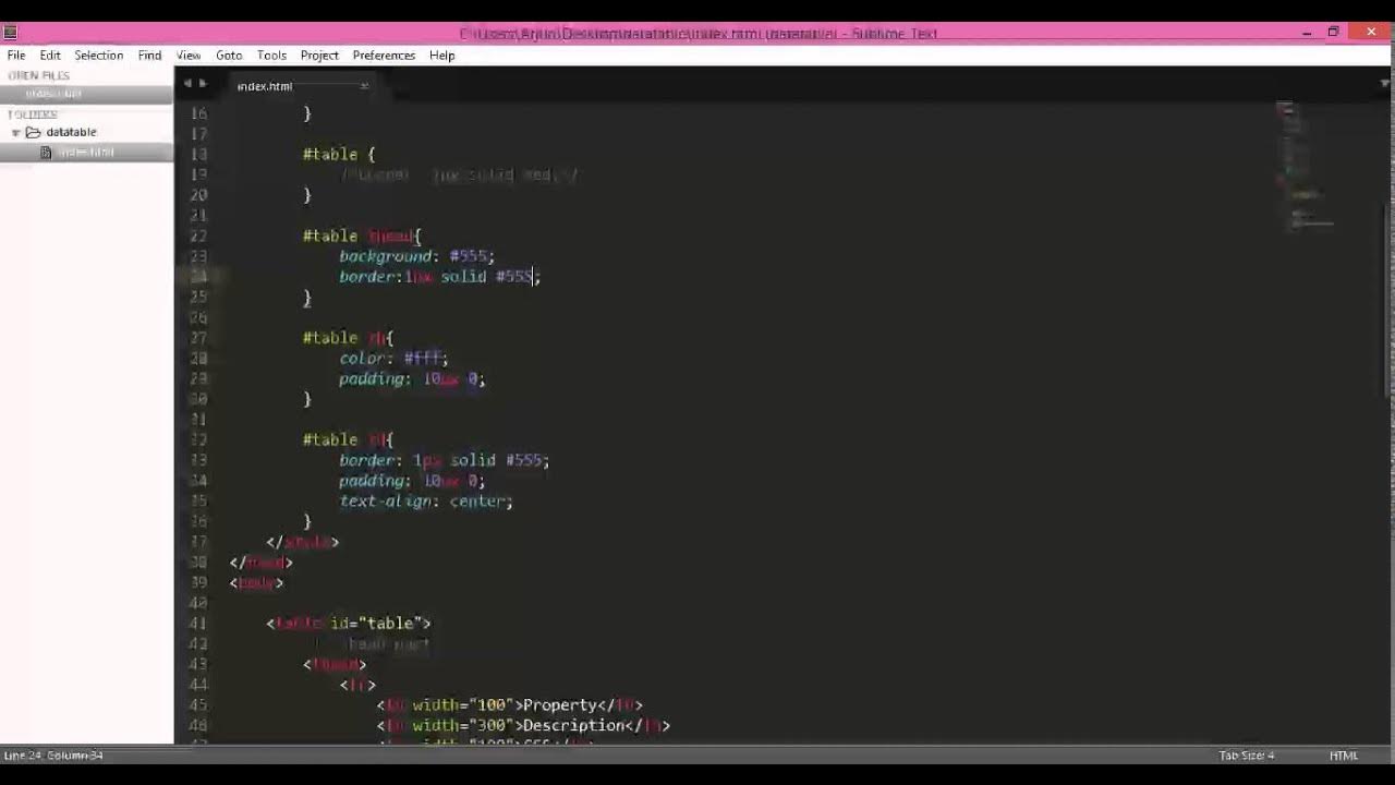 HTML, CSS Table like in w3School com - YouTube