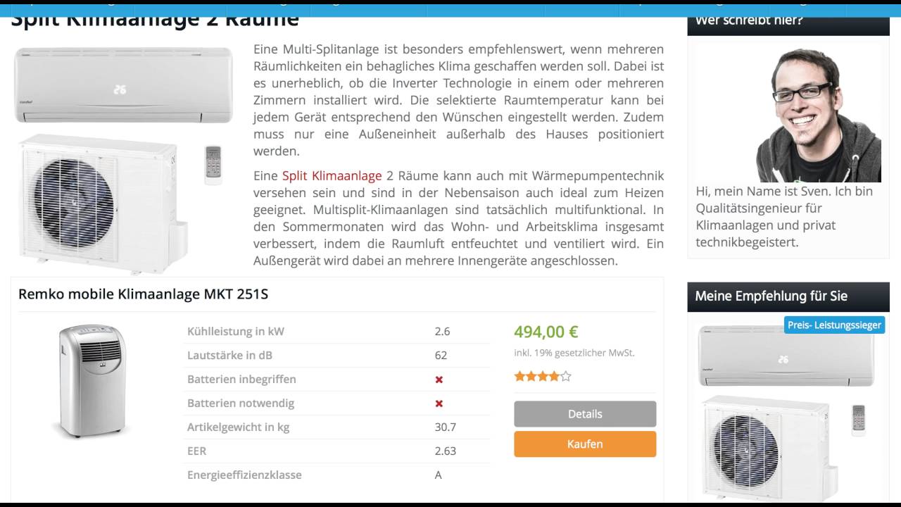 Split Klimaanlage 2 Räume | Split Klimaanlagen Test - YouTube