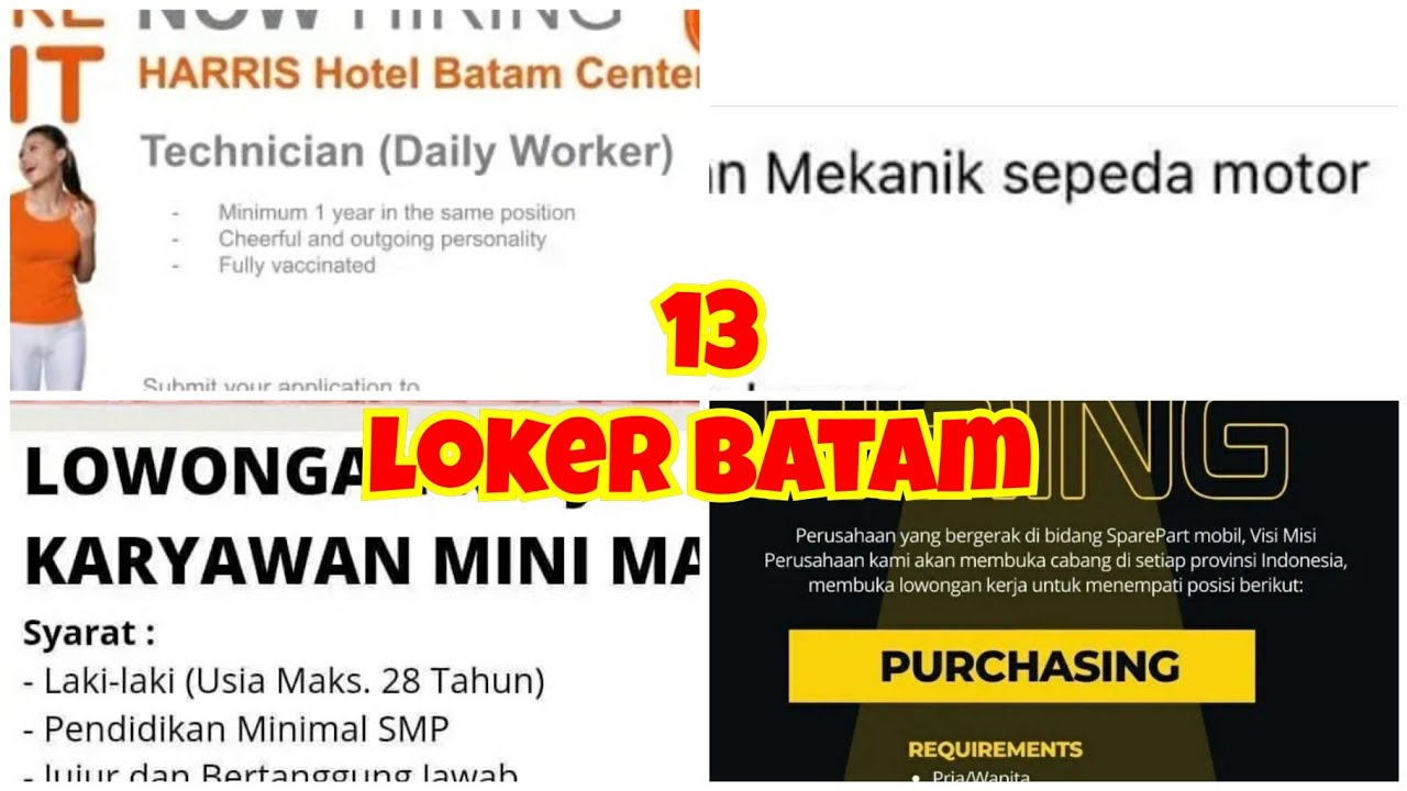 LOWONGAN KERJA BATAM HARI INI ‼️ LOKER BATAM TERBARU - YouTube