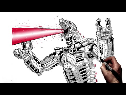 How To Draw Mechagodzilla (Atomic Breath) | Step By Step | Godzilla vs Kong