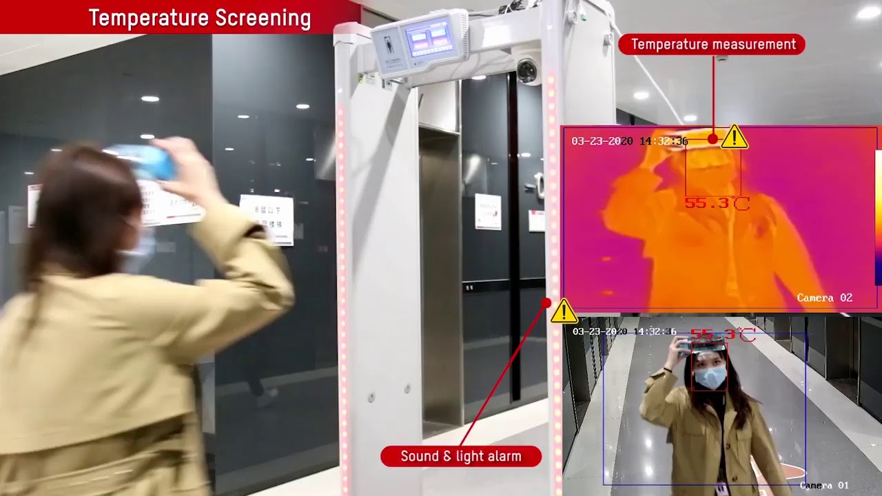 hikvision metal detector with thermal camera - YouTube