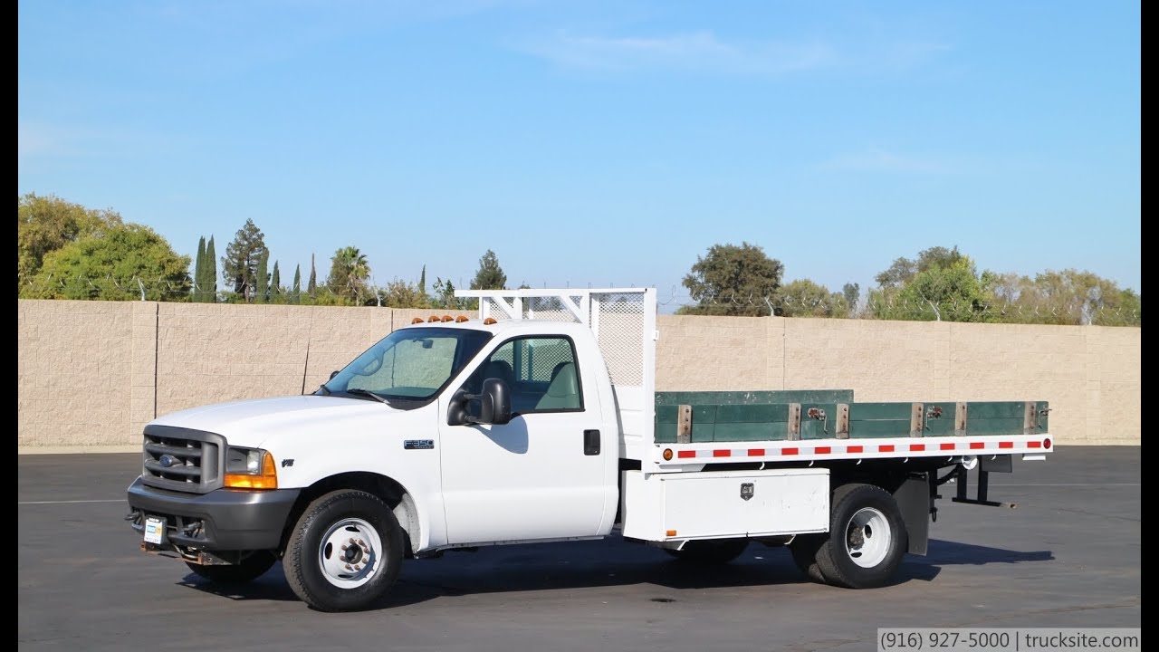2001 Ford F350 12' Flatbed Dump Truck - YouTube