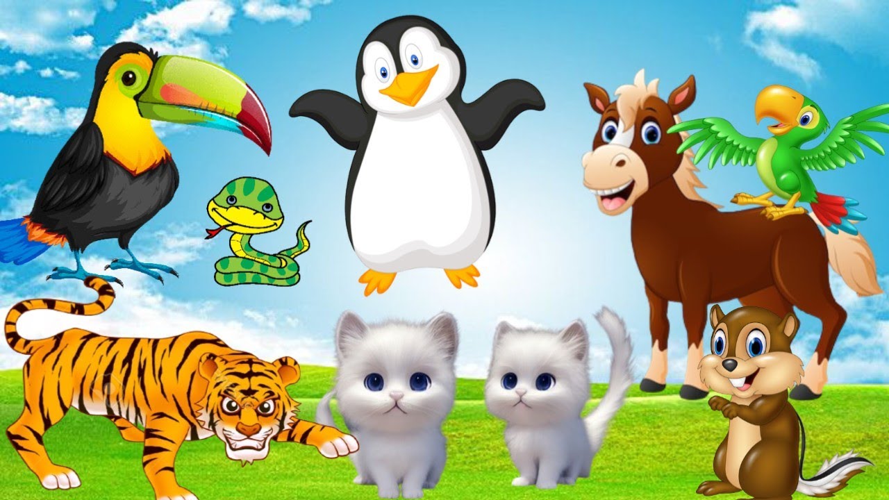 Farm animals cartoon stories Cow dog pig rabbit elephant lion tiger ...