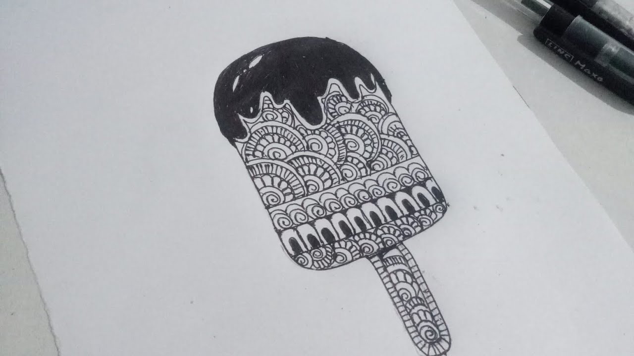 How to Draw mandala art in ice cream....Draw mandala art in easy way ...