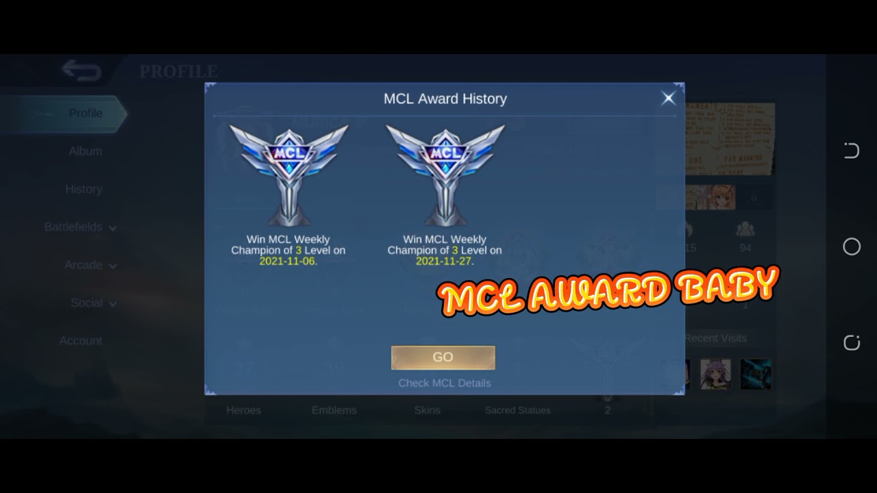MCL Award in Mobile legends bang bang - YouTube