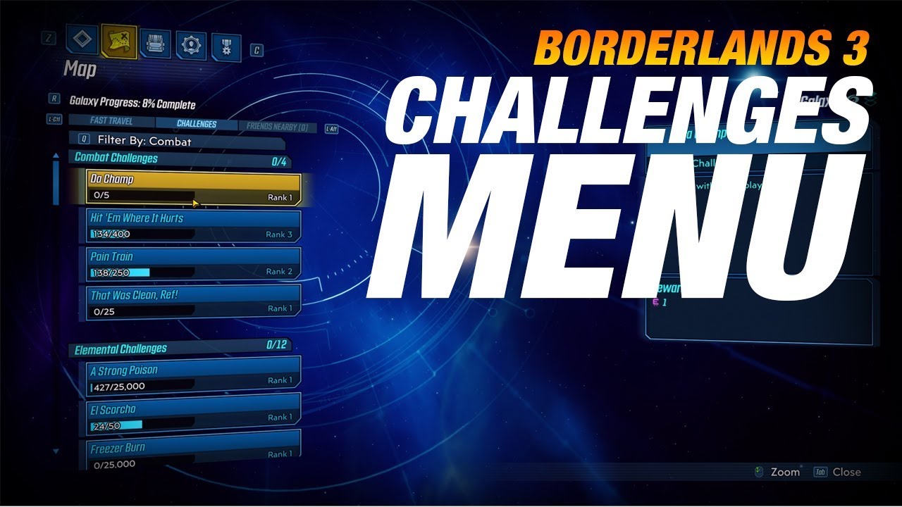 How to find Challenges Menu in Borderlands 3 - YouTube