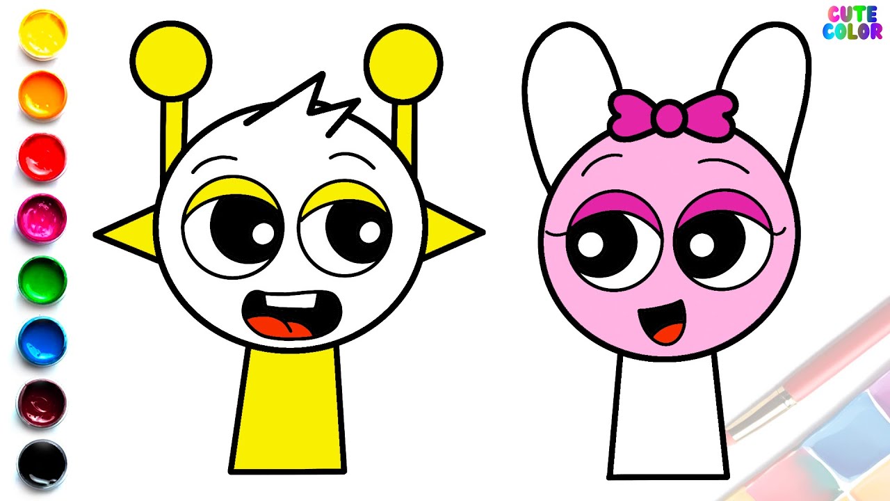 How to draw a cute funny Simon and Pinki from Sprunki | Easy tutorial ...