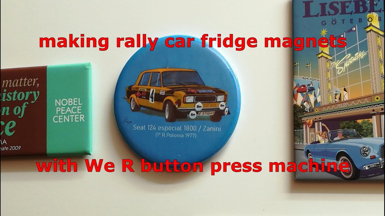 making rally car fridge magnets with We R button press - YouTube