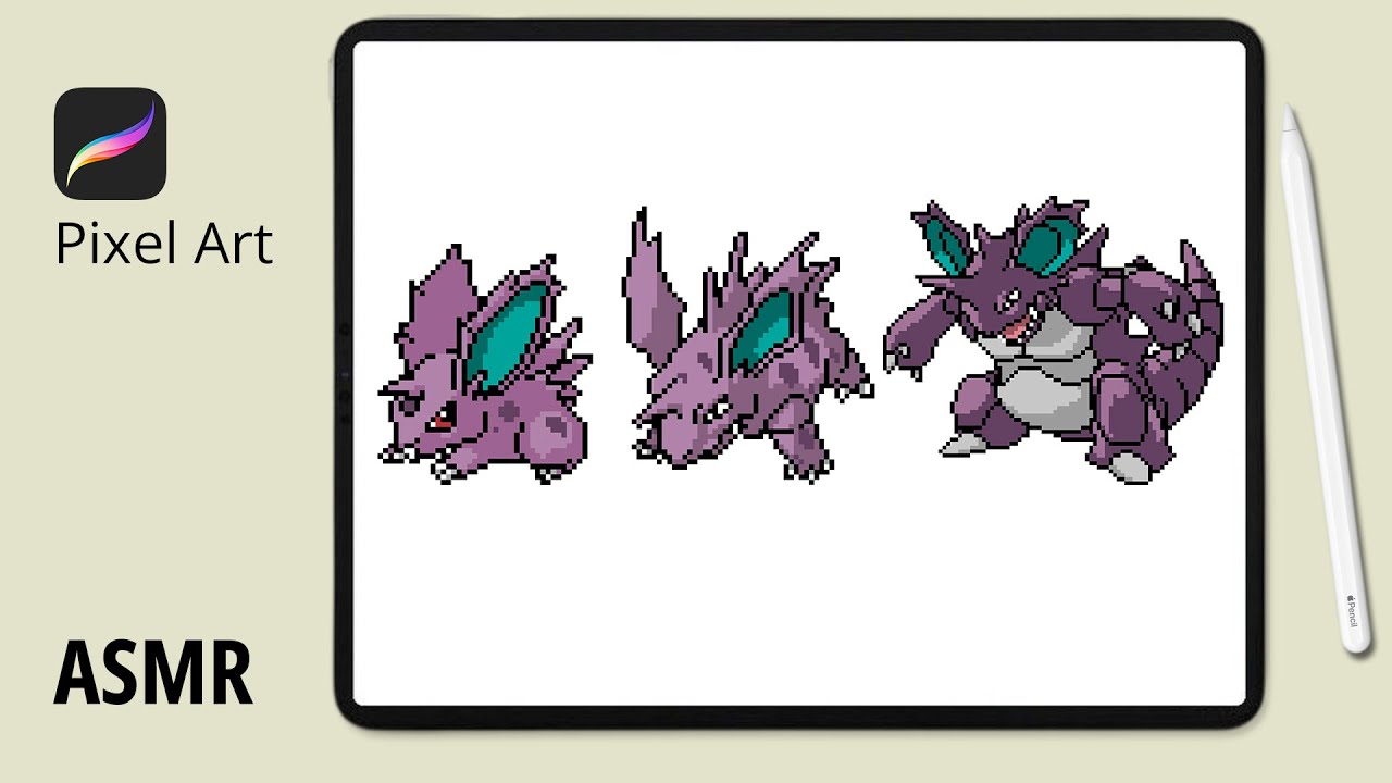 ASMR Drawing Nidoran♂, Nidorino & Nidoking | Pokemon | Pixel Art 🎨15 ...