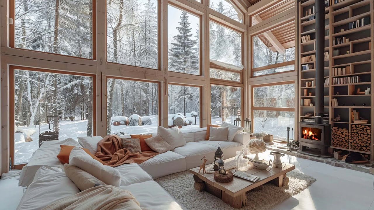 ASMR Winter Cabin Ambience | Cozy Winter Fireplace Ambience | ASMR for ...