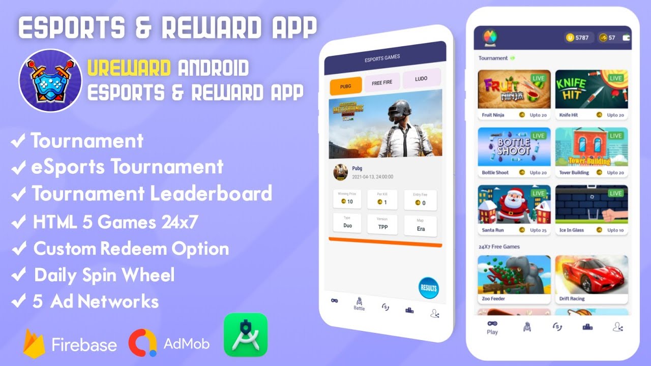 Android ESports & Reward app source code | Create your own Earning app ...