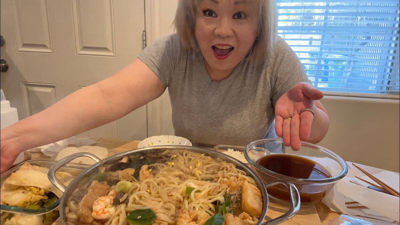 Beef & Shrimp Udon Vegetables Shabu Shabu Mukbang At Home~Yeah~ My ...
