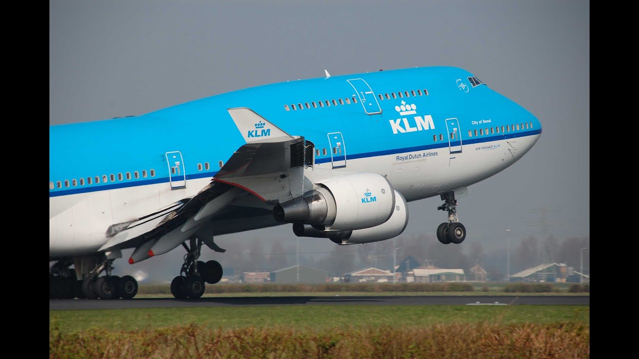 Klm Boeing 747-400 TakeOff At Amsterdam Airport - YouTube