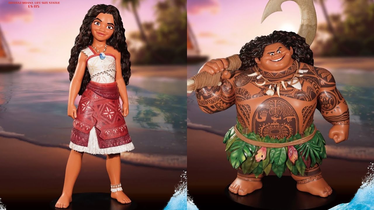 New Moana & Maui life size statues revealed by Beast Kingdom - YouTube