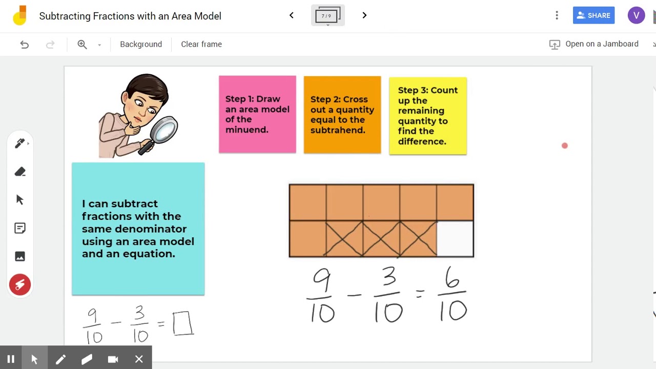 4.NF.3 - Subtracting Fractions with Like Denominators Using an Area ...