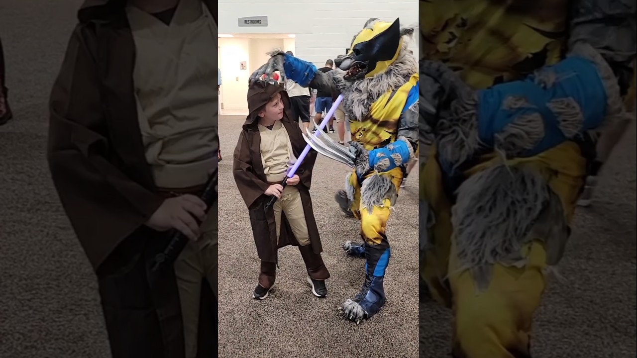 Lil Jedi and the Werewolf Wolverine #cosplay #marvel #jedi #starwars # ...
