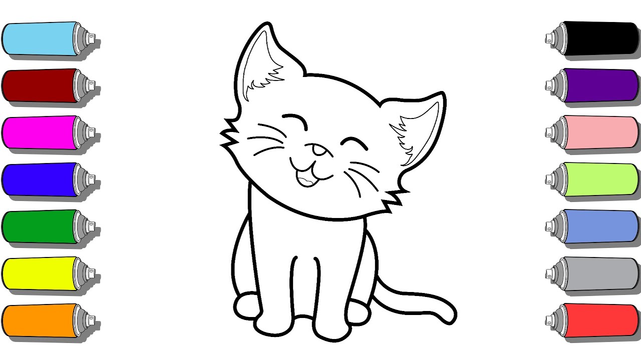 How to draw a cat step by step with a marker and decorate with spray ...