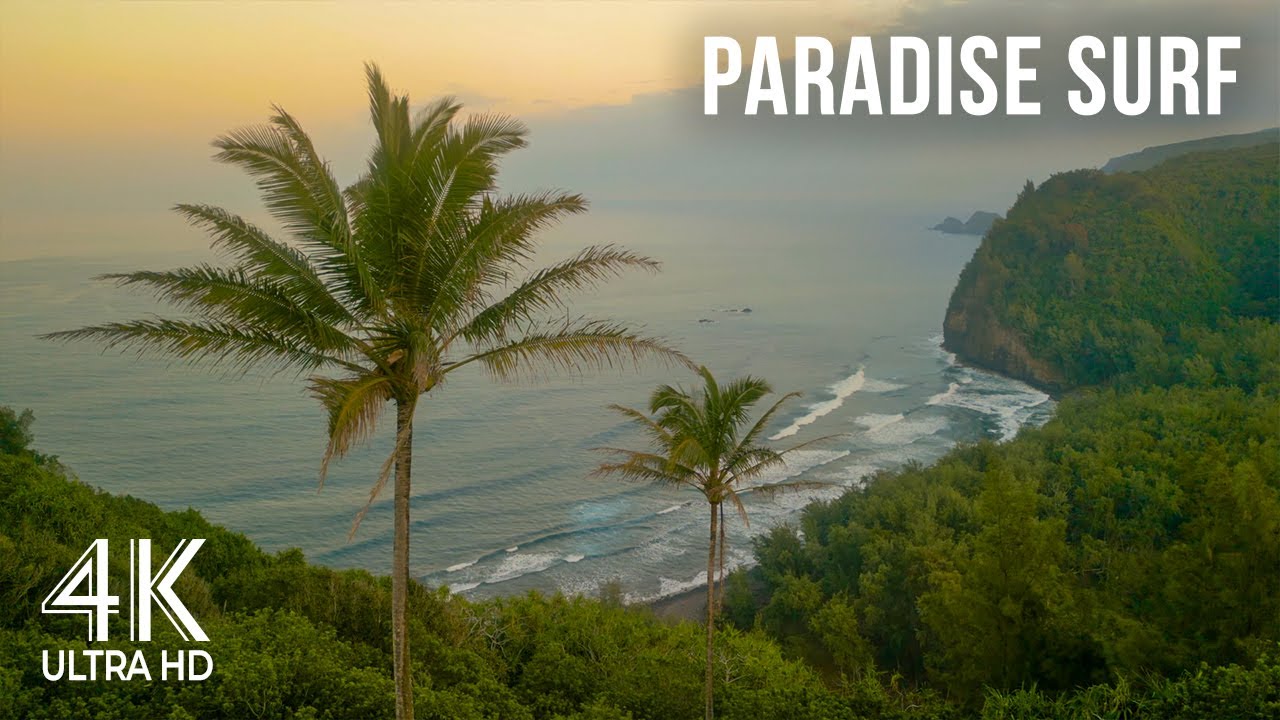 4K Paradise Surf of Hawaii Coastline | Ocean Waves ASMR for Deep Sleep ...