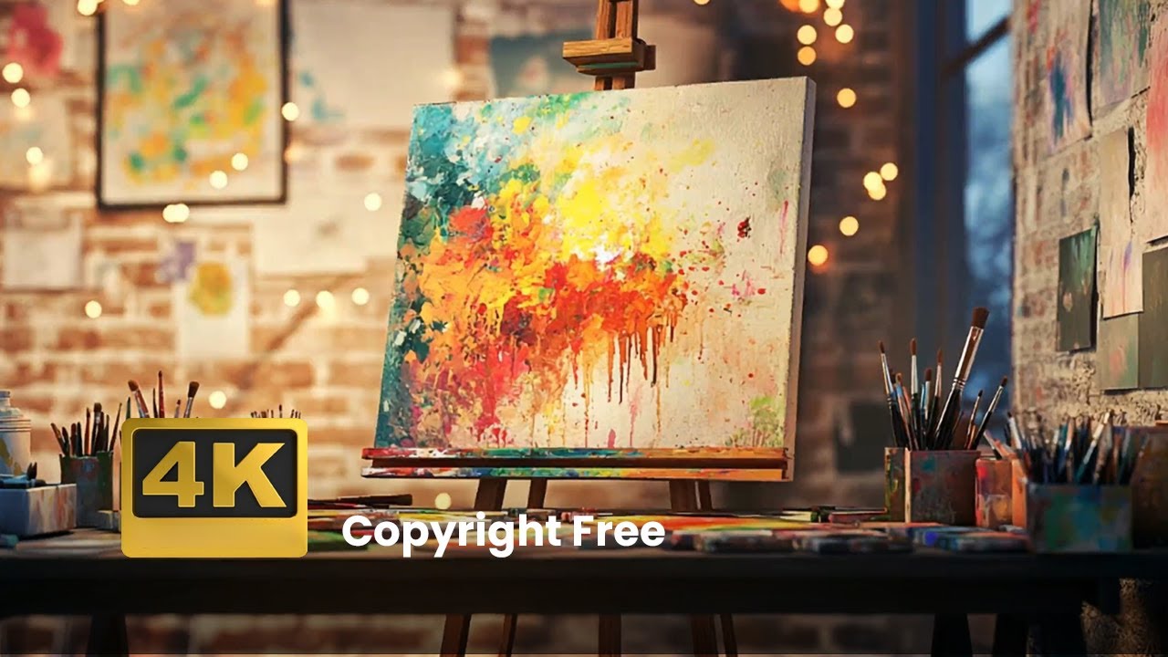 4K Creative Art Studio Ambience with Paint Sounds Commercial Free to ...