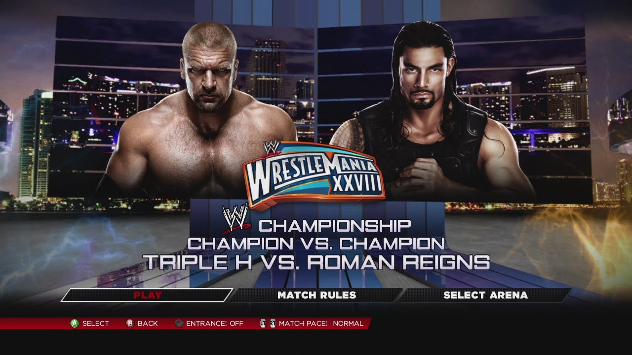 WWE 2K14 - Triple H vs. Roman Reigns WWE Title Extreme Rules - YouTube