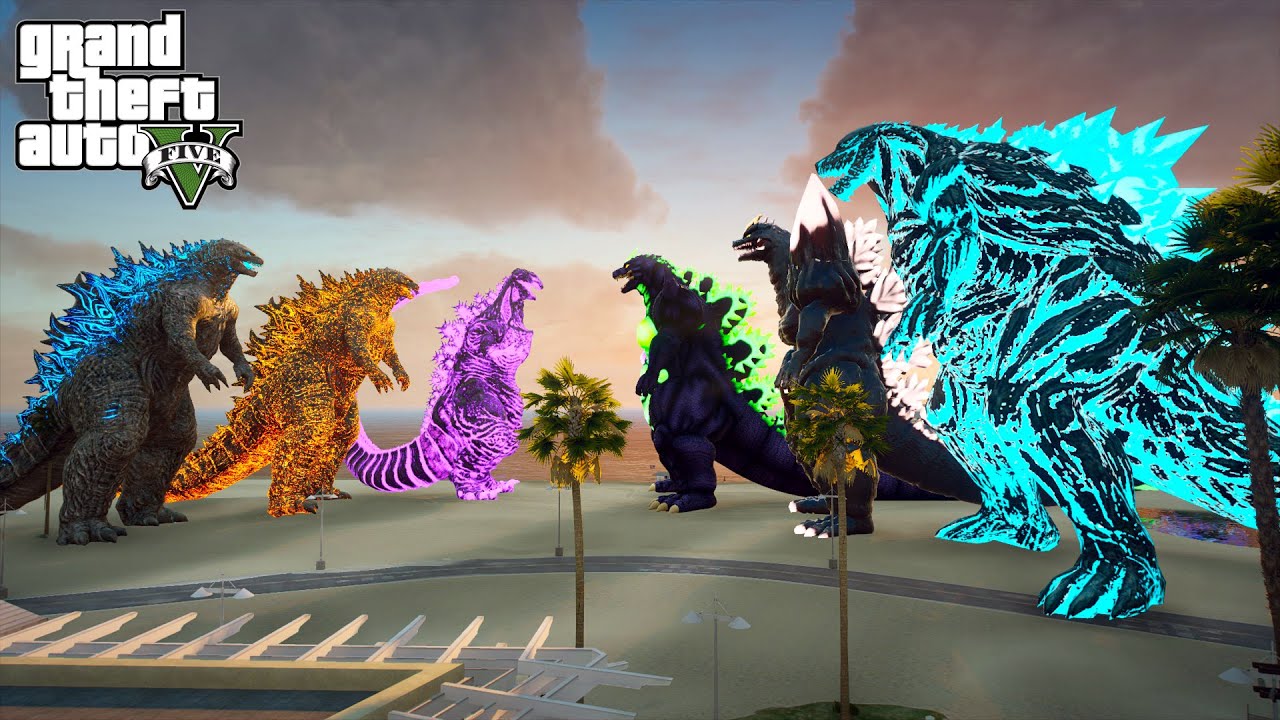 Godzilla Team vs Godzilla Earth Team - GTA V Mods - YouTube