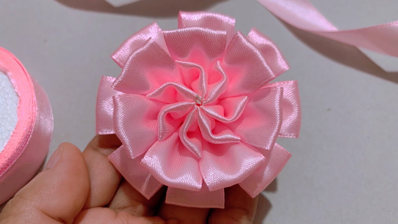 Flower Making With Ribbon | Ribbon Flower Tutorial | Ribbon Flower# ...