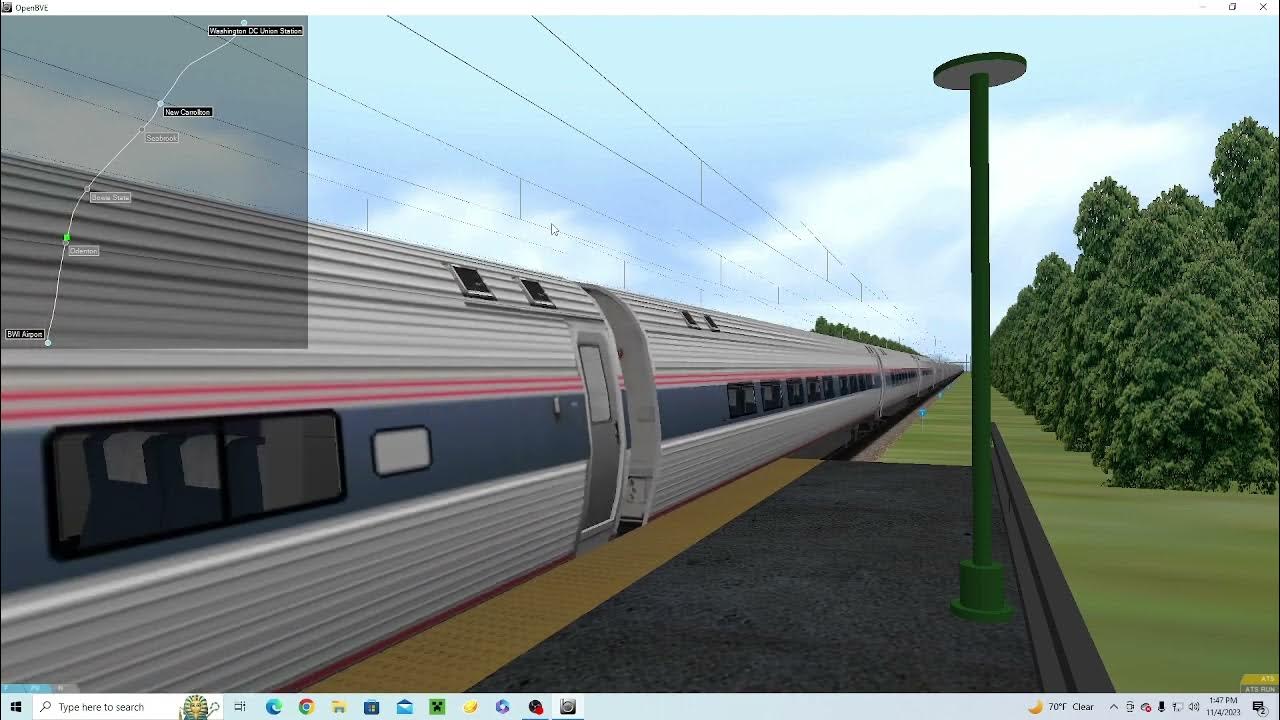 OpenBve Amtrak Traveling from BWI Station to Washington DC - YouTube