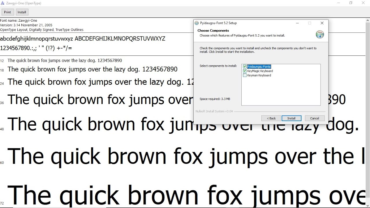 ပြည်ထောင်စုဖောင့် ၊ ဇော်ဂျီဖောင့် နှင့် Key Magic Installation လုပ်နည်း ...