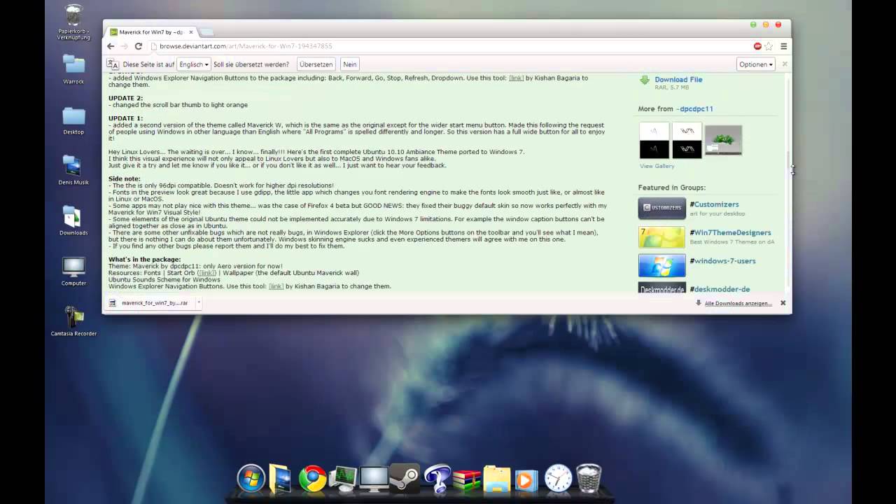 Windows 7 Desktop Designe ändern | MAC OS X ~ Ubuntu Style | - YouTube
