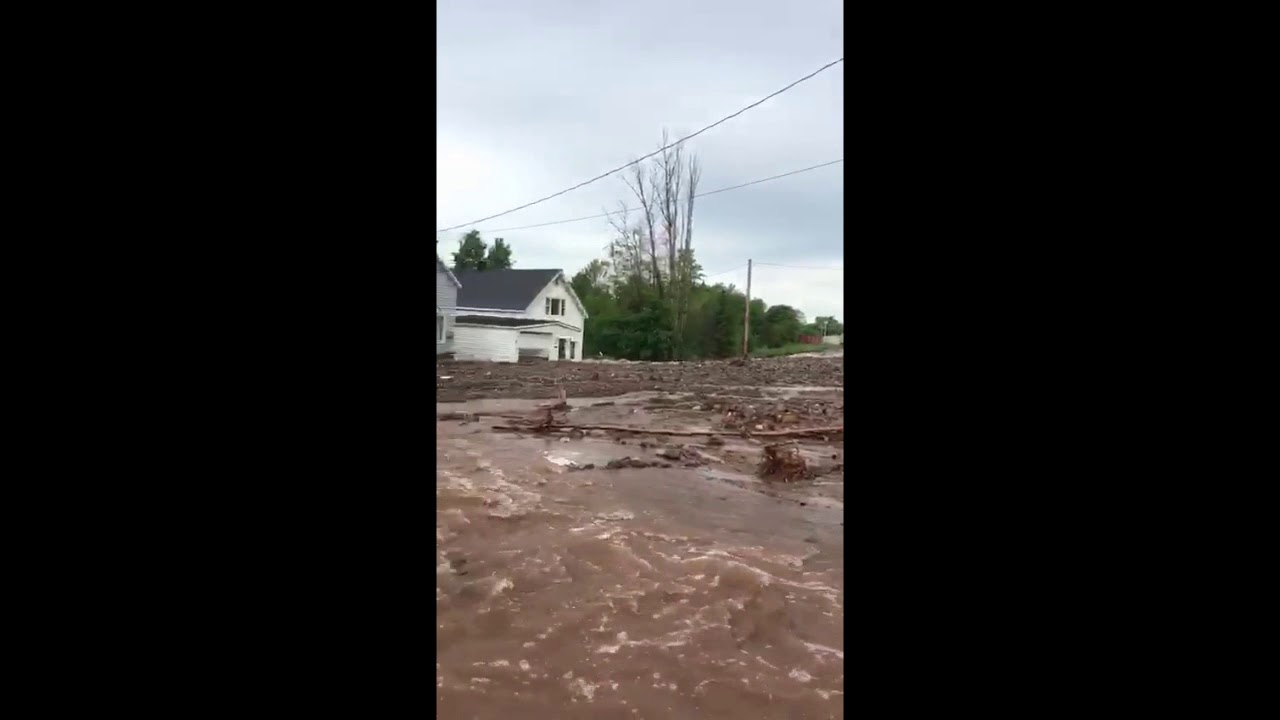 River of Floodwater Destroys Roads in Ripley, Michigan - YouTube