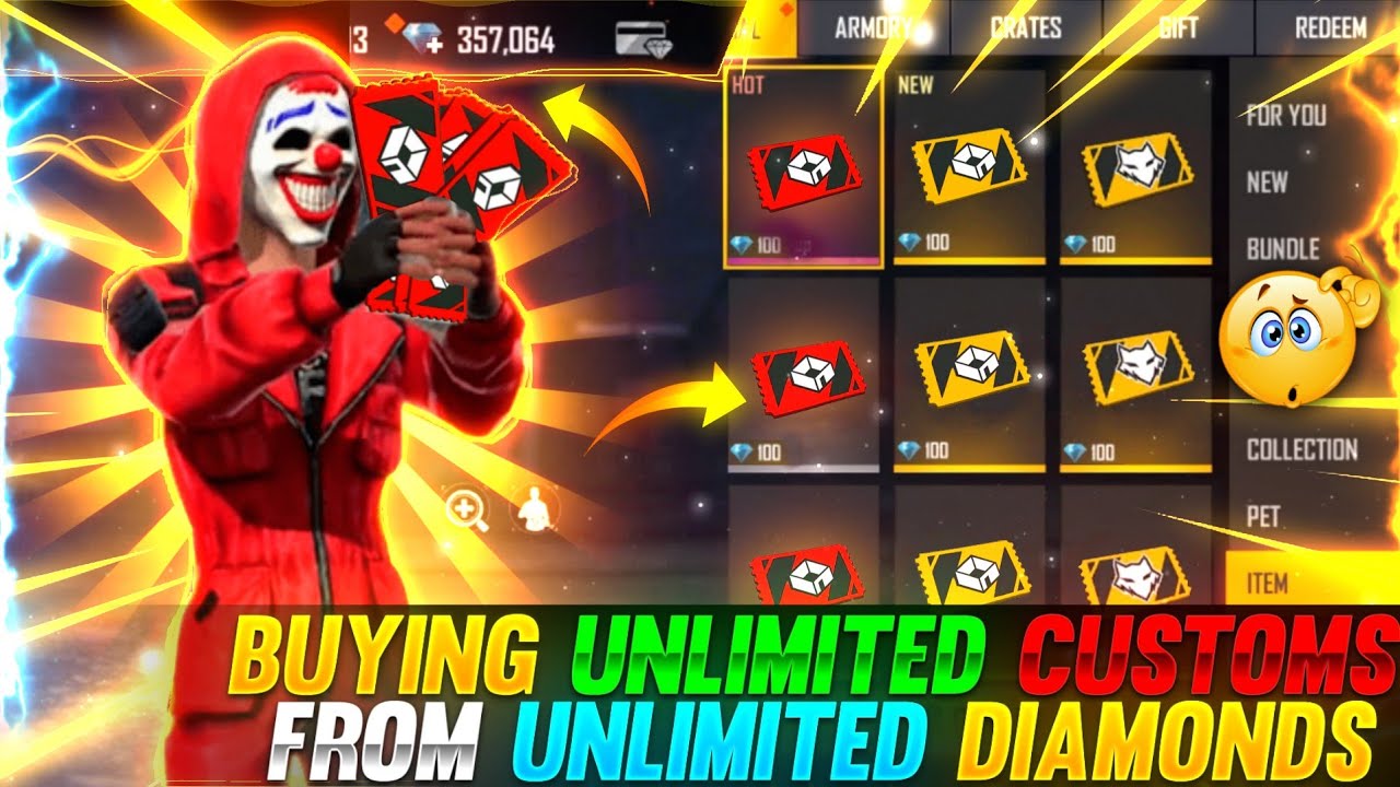 BUYING UNLIMITED CUSTOMS FROM UNLIMITED DIAMONDS 😱🔥 || GARENA FREE FIRE ...
