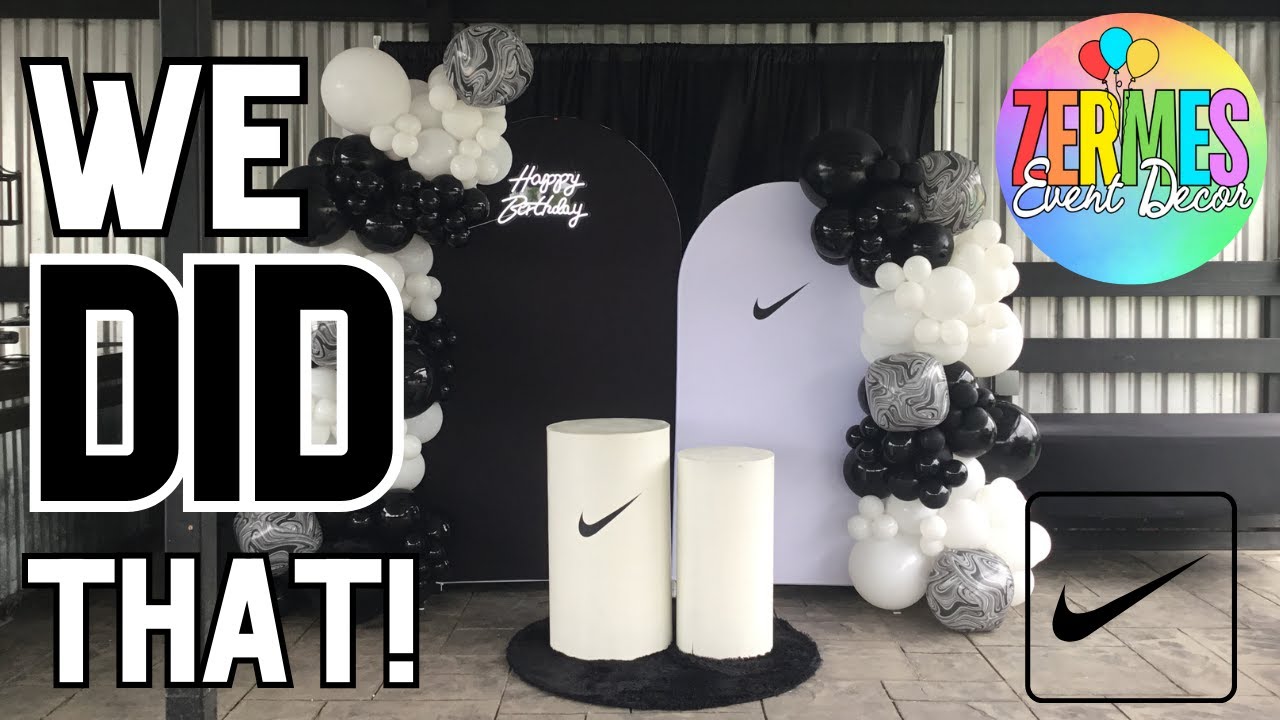 NIKE theme balloon backdrop setup | Time-Lapse | Zermes Event Decor ...