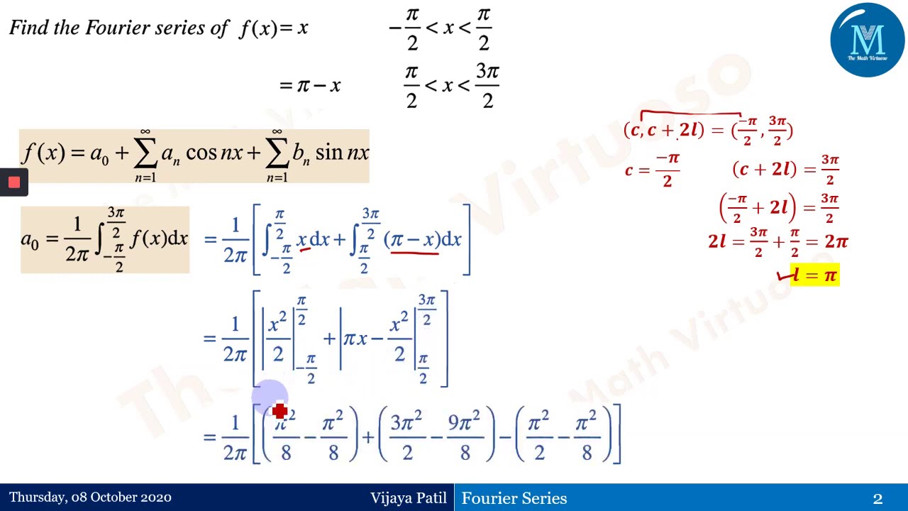 9 Fourier Series | Period 2𝝅 in (−𝝅/𝟐,𝟑𝝅/𝟐): Part 7 - YouTube