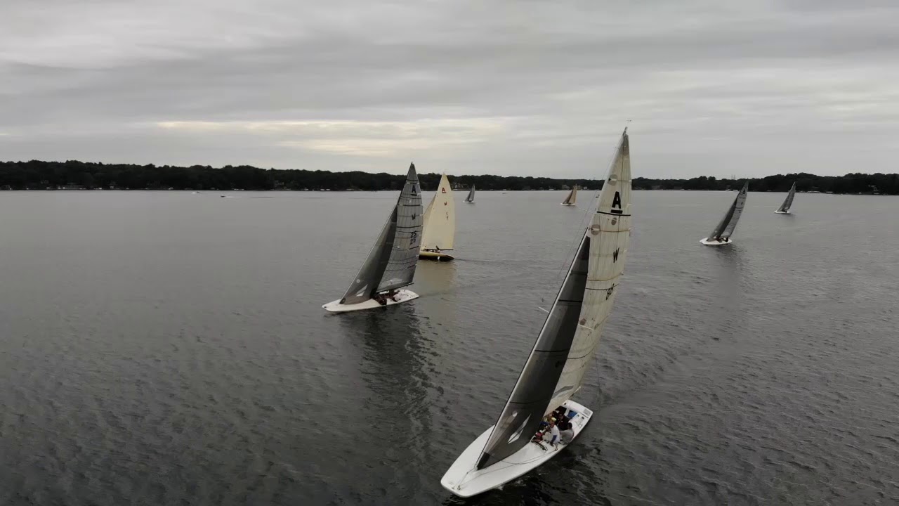 6-18 A Scow Race 1st White Bear Lake sailing racing drone footage - YouTube