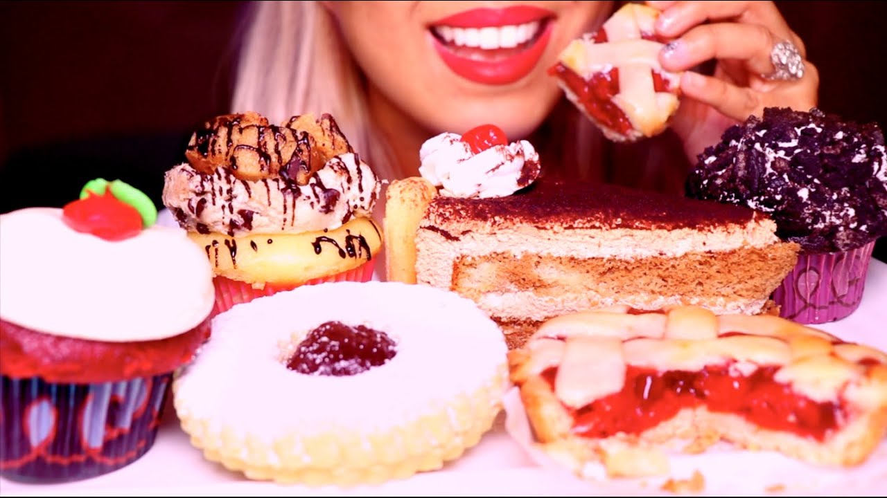 ASMR Eating Cupcakes, Tiramisu, Pie & Cookies | Cake Party *No Talking ...