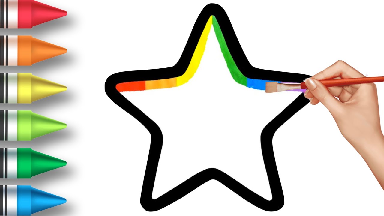 Rainbow Star Drawing, Coloring For Kids | Learn Shapes, Colors For ...
