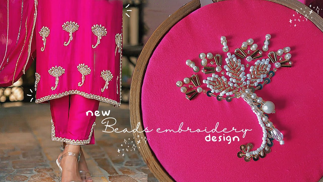 Embroidery pattern for dress💫 hand embroidery beads work design - YouTube