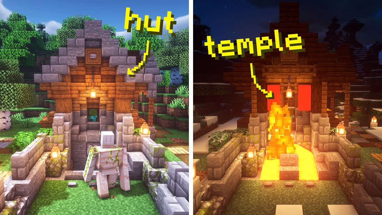 2 Beautiful IRON FARM Designs for Minecraft Java (Iron Hut & Temple ...